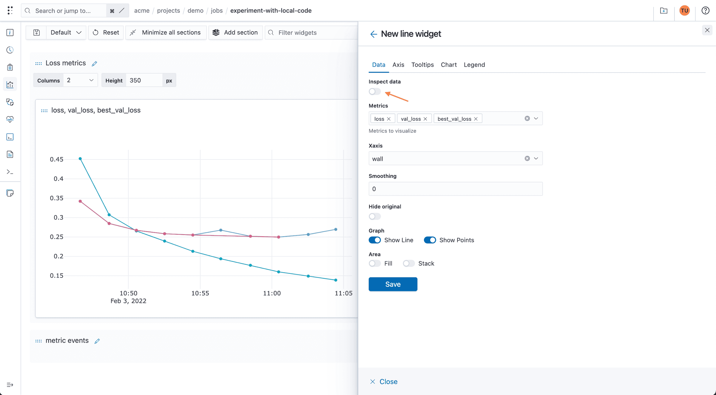 Polyaxon v1.16: Inspecting chart data