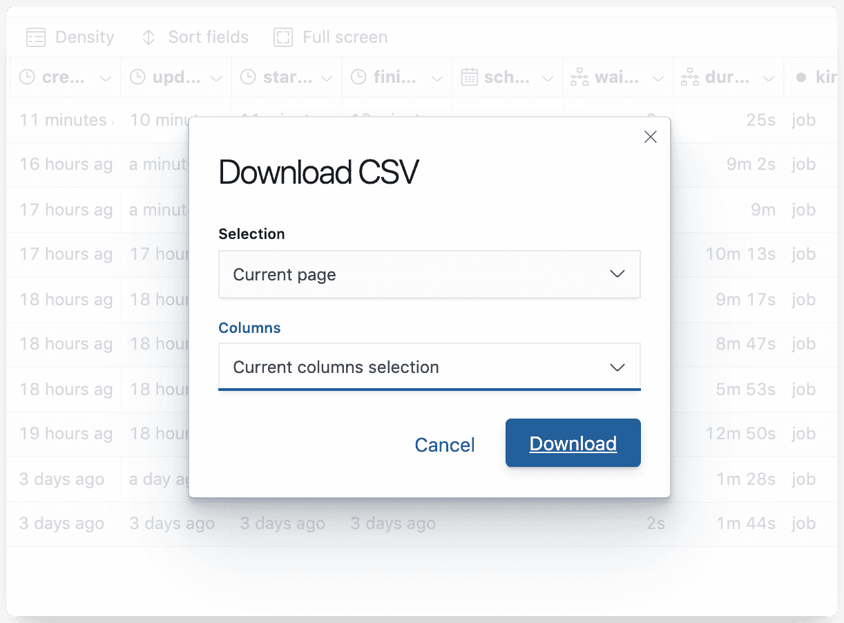 Polyaxon v1.7: CSV Download