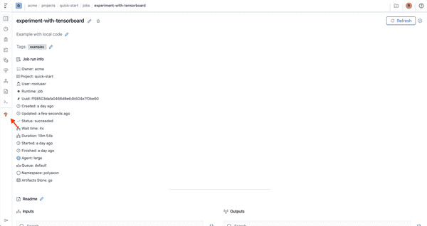 Single Tensorboard - Polyaxon quick start tutorial - Core Concepts