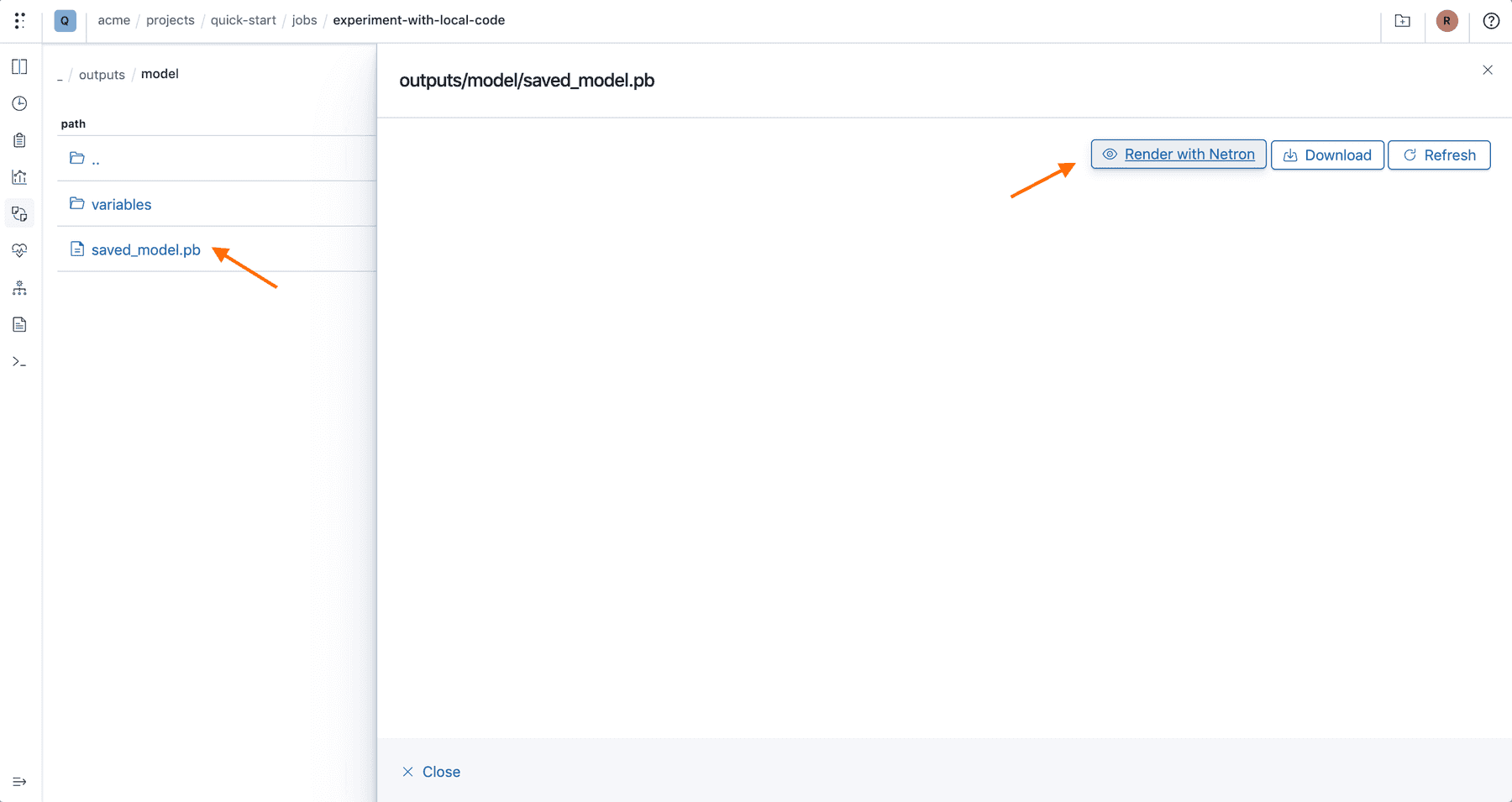 Polyaxon + Netron Auto-Rendering Integration