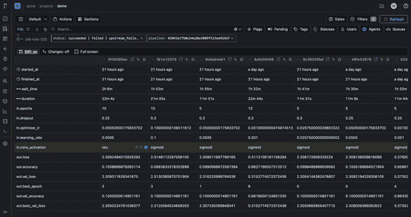 Polyaxon v1.12: Runs compare table