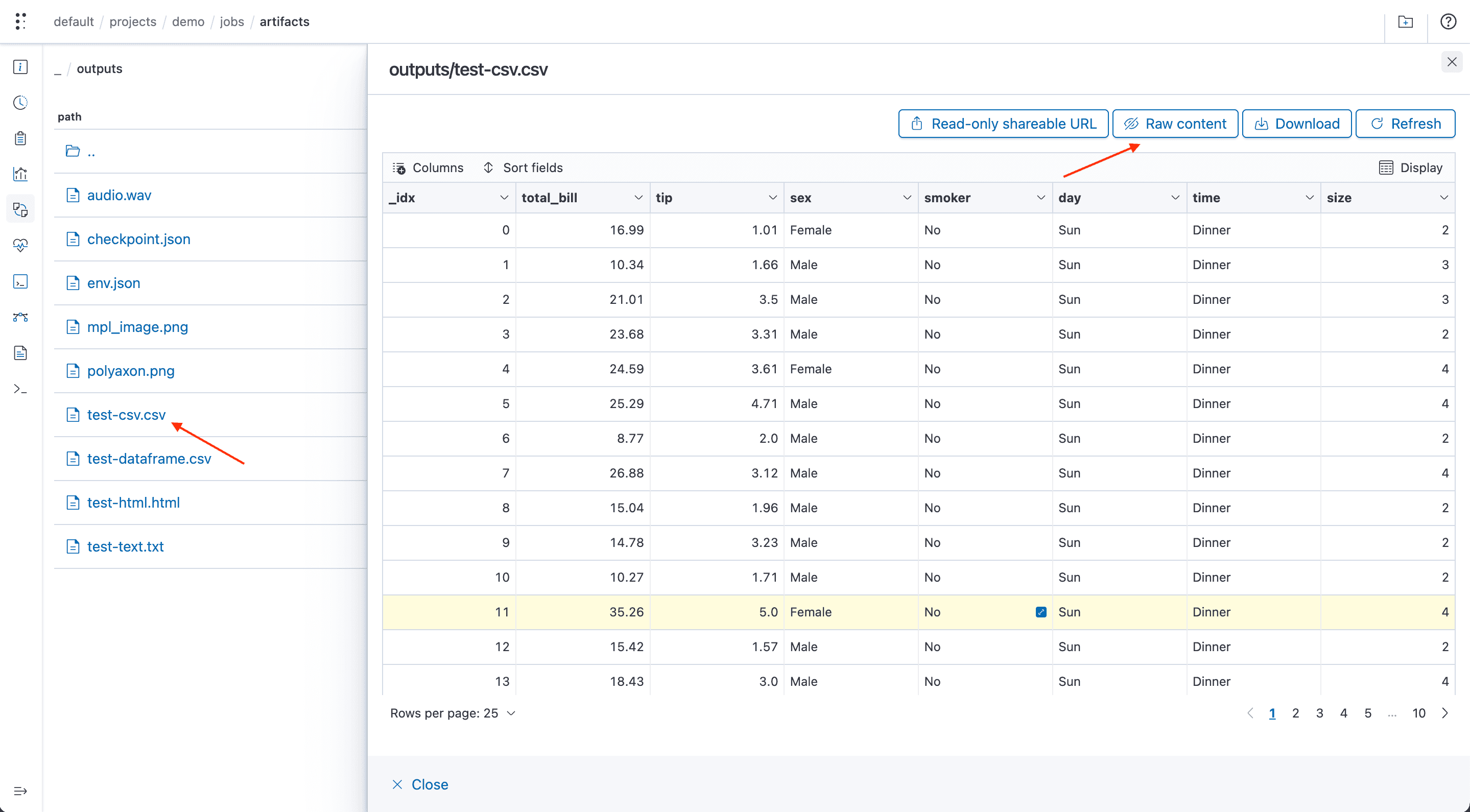 Polyaxon v1.16: Automatic CSV/TSV/Dataframes/... rendering