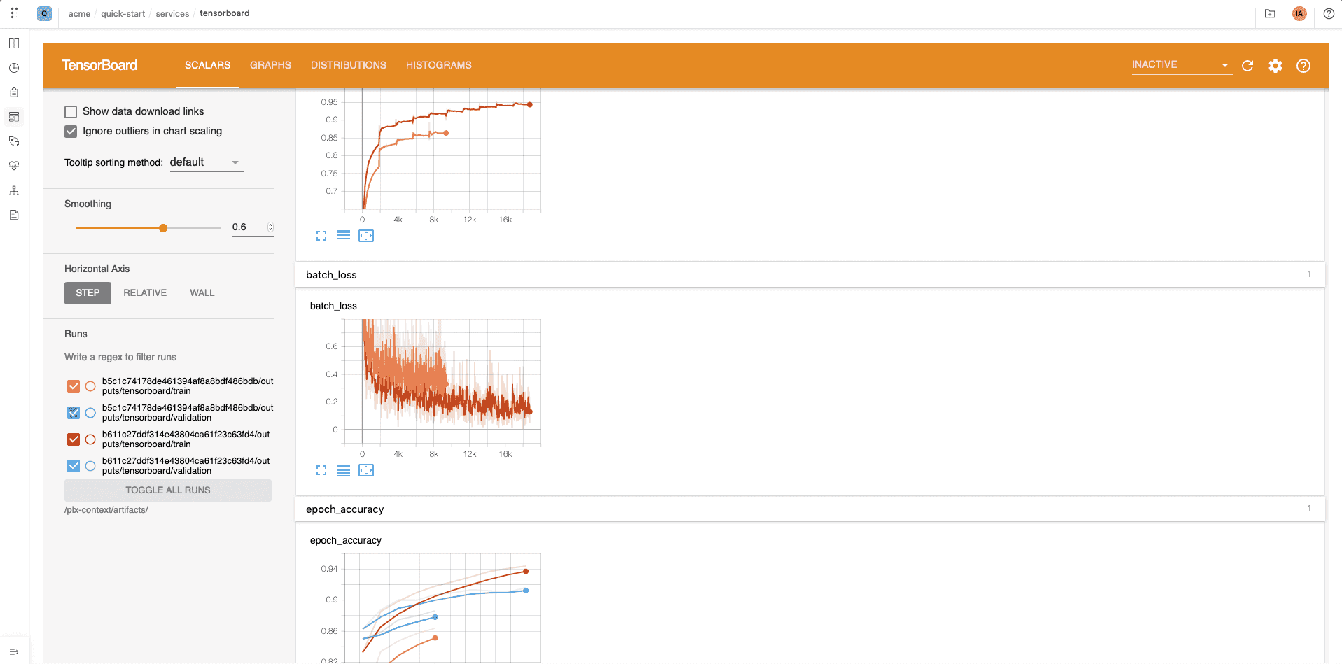 Visualization in Polyaxon - Experimentation