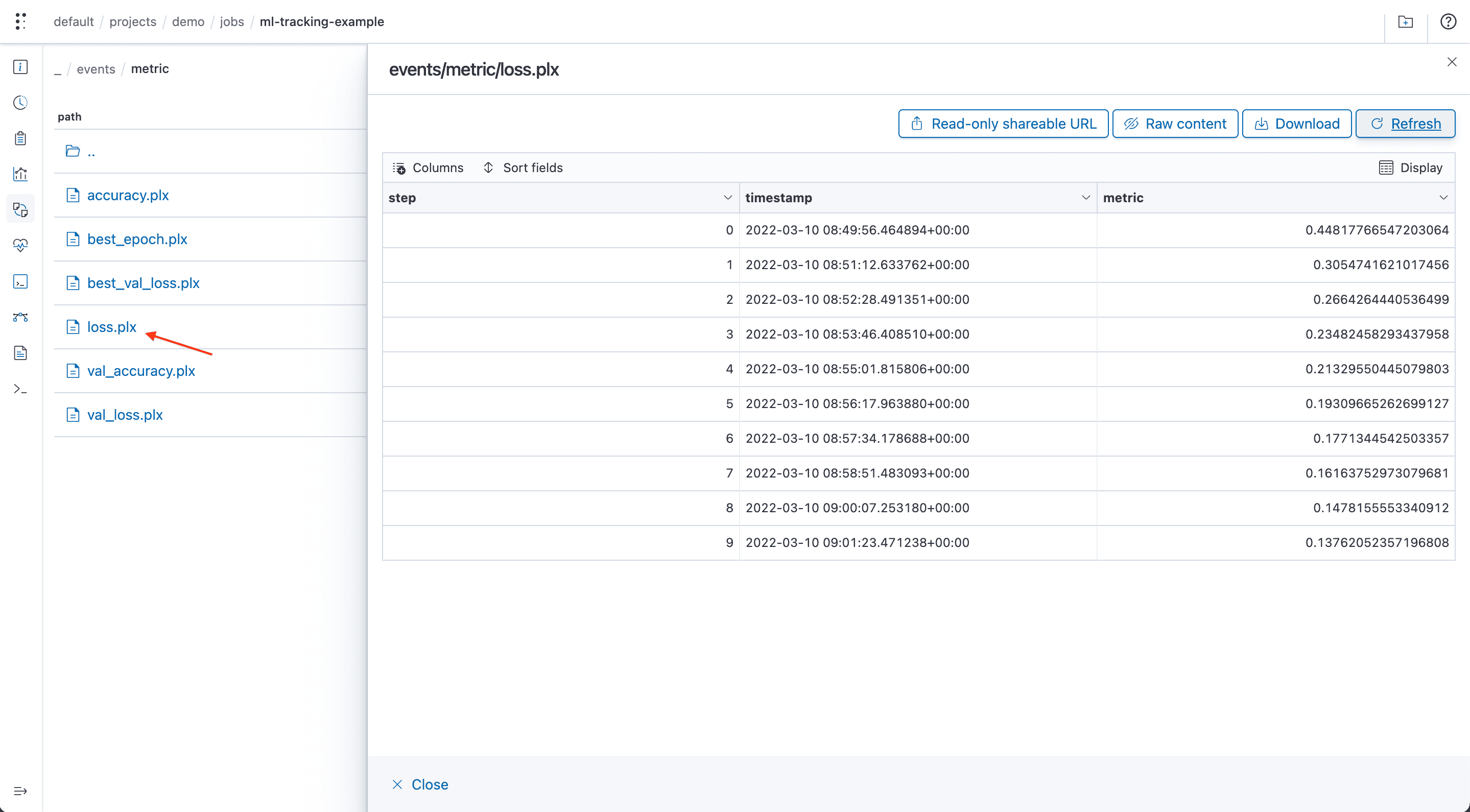 Polyaxon + CSV/TSV/Dataframe Auto-Rendering Integration