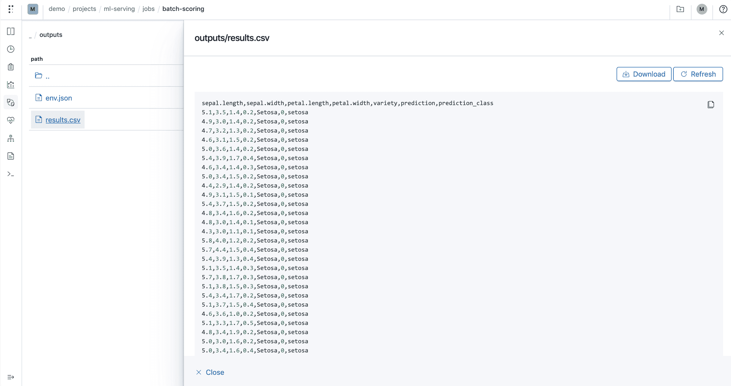 Batch scoring - Polyaxon quick start tutorial - Core Concepts