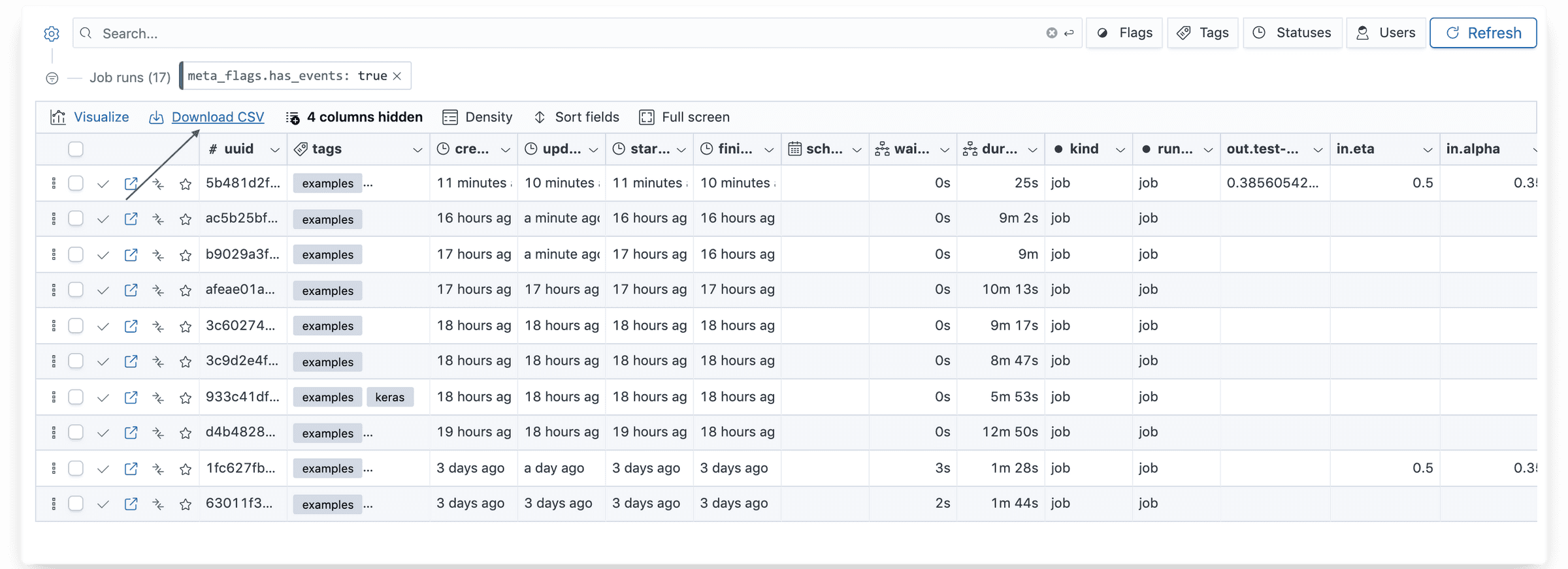 Polyaxon v1.7: CSV Download