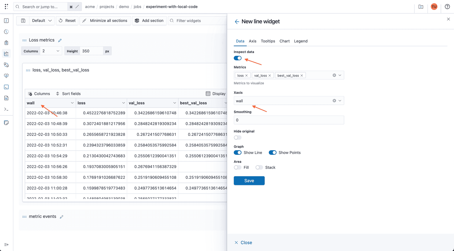 Polyaxon v1.16: Inspecting chart data
