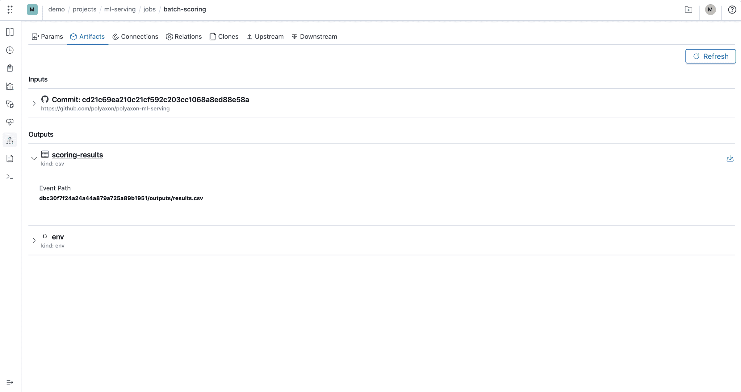 Batch scoring - Polyaxon quick start tutorial - Core Concepts